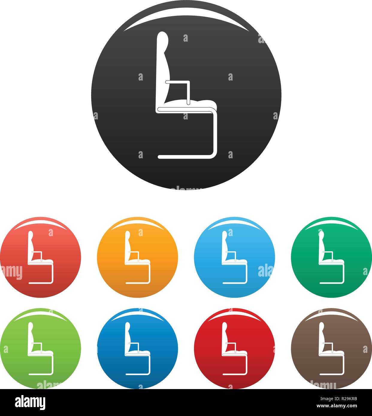 Chair icon. Simple illustration of chair vector icons set color ...