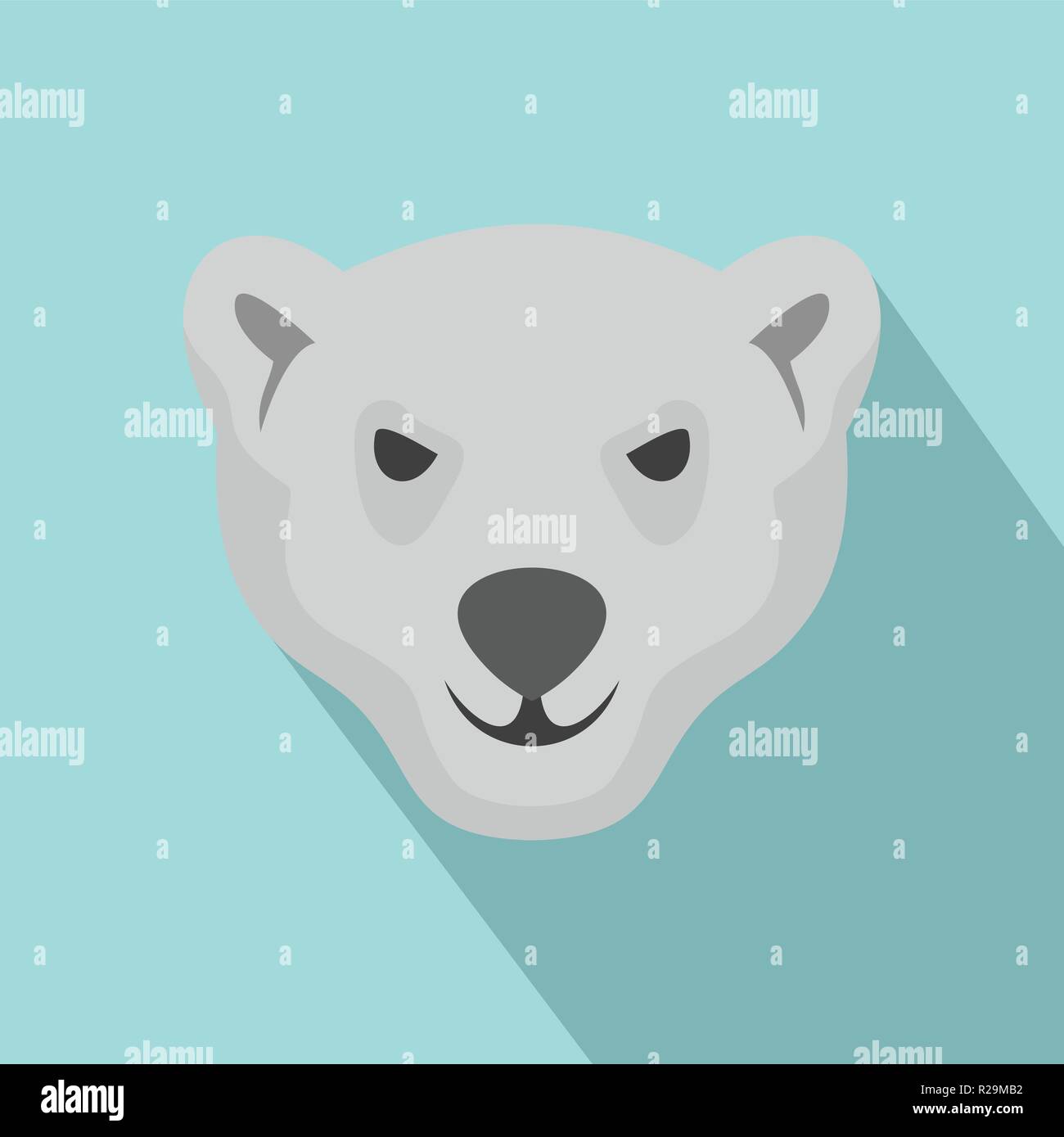Hungry head of polar bear icon. Flat illustration of hungry head of ...