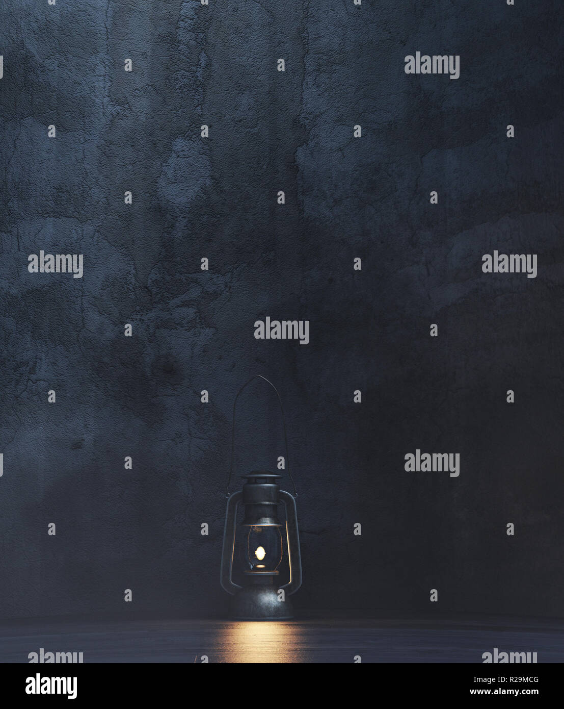 Retro lantern in a dark room or asylum,3d rendering Stock Photo - Alamy