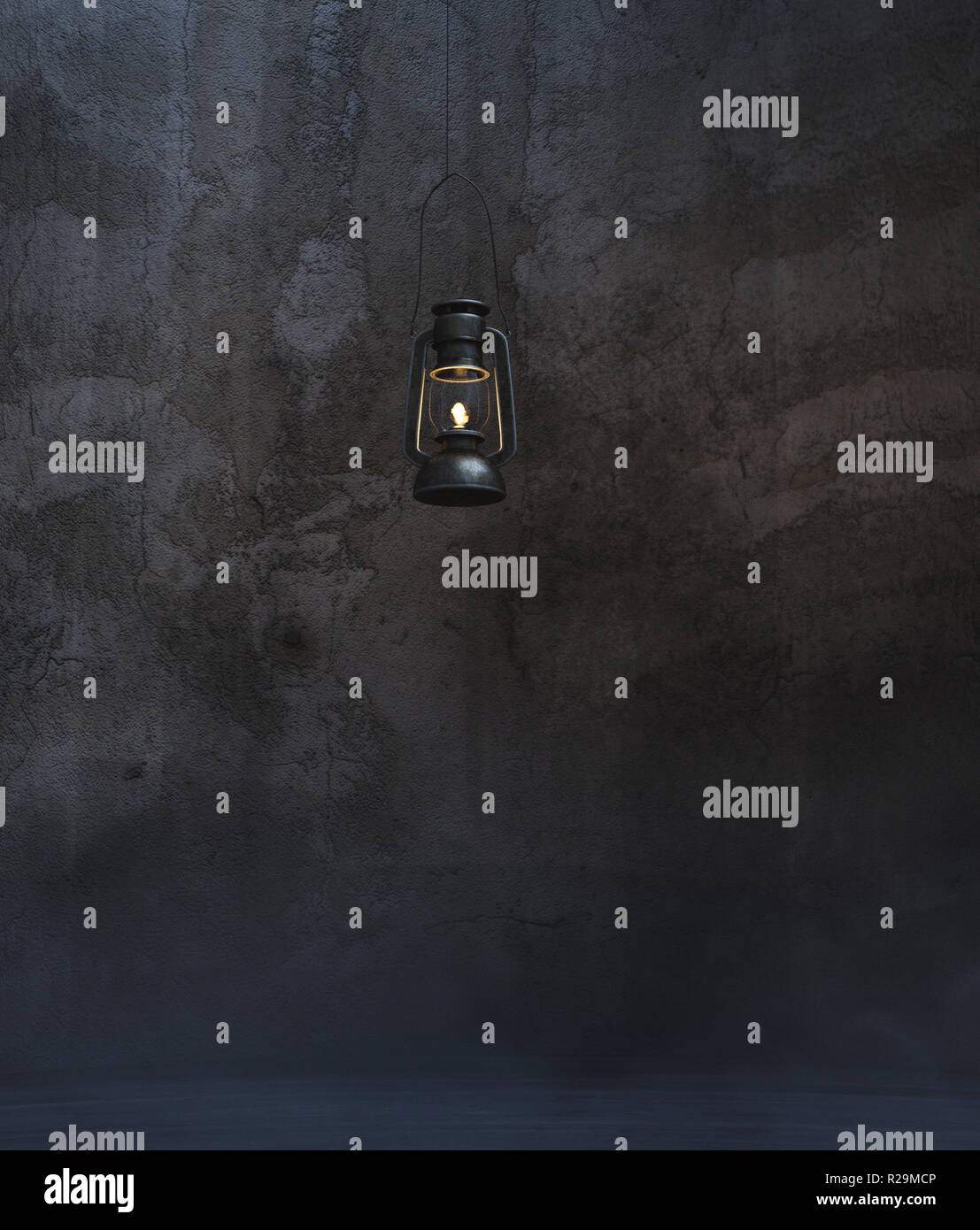 Retro lantern hanging in a dark room or asylum,3d rendering Stock Photo ...
