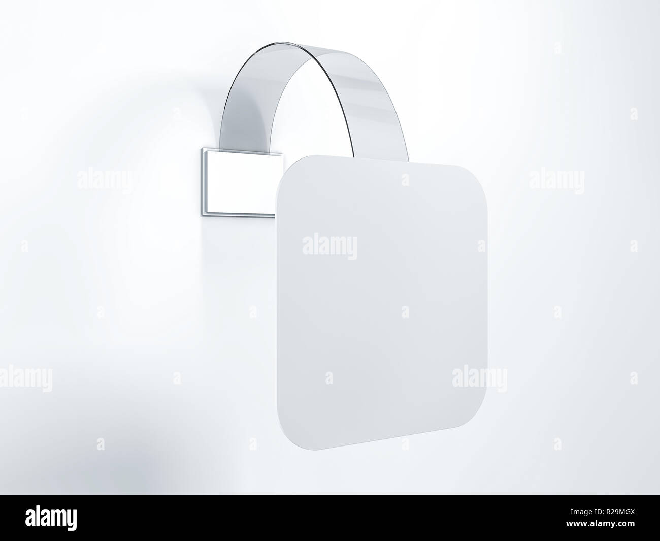 Blank wobbler hanging on wall mockup. 3D rendering Stock Photo - Alamy