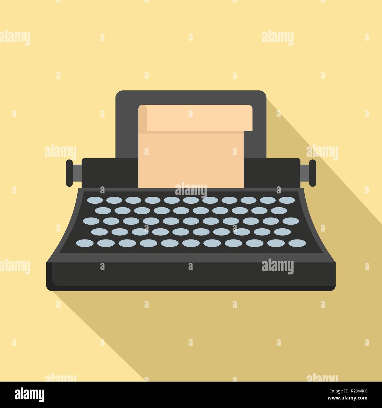 Black classic typewriter icon. Flat illustration of black classic ...