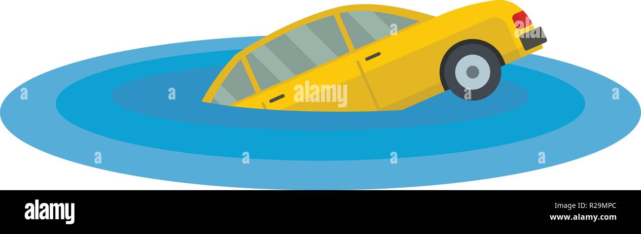 Sinking car icon. Flat illustration of sinking car vector icon for web ...