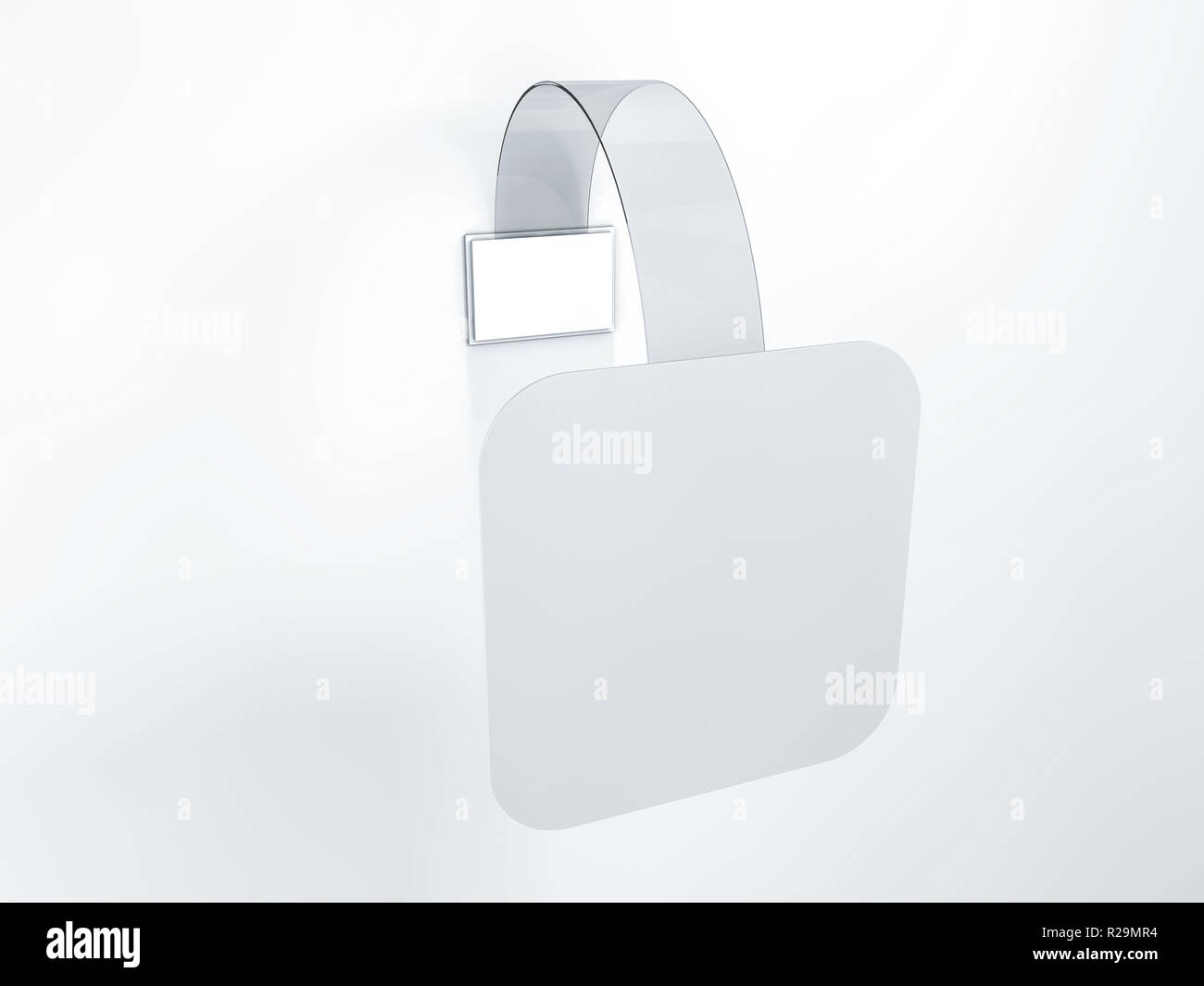 Blank wobbler hanging on wall mockup. 3D rendering Stock Photo - Alamy