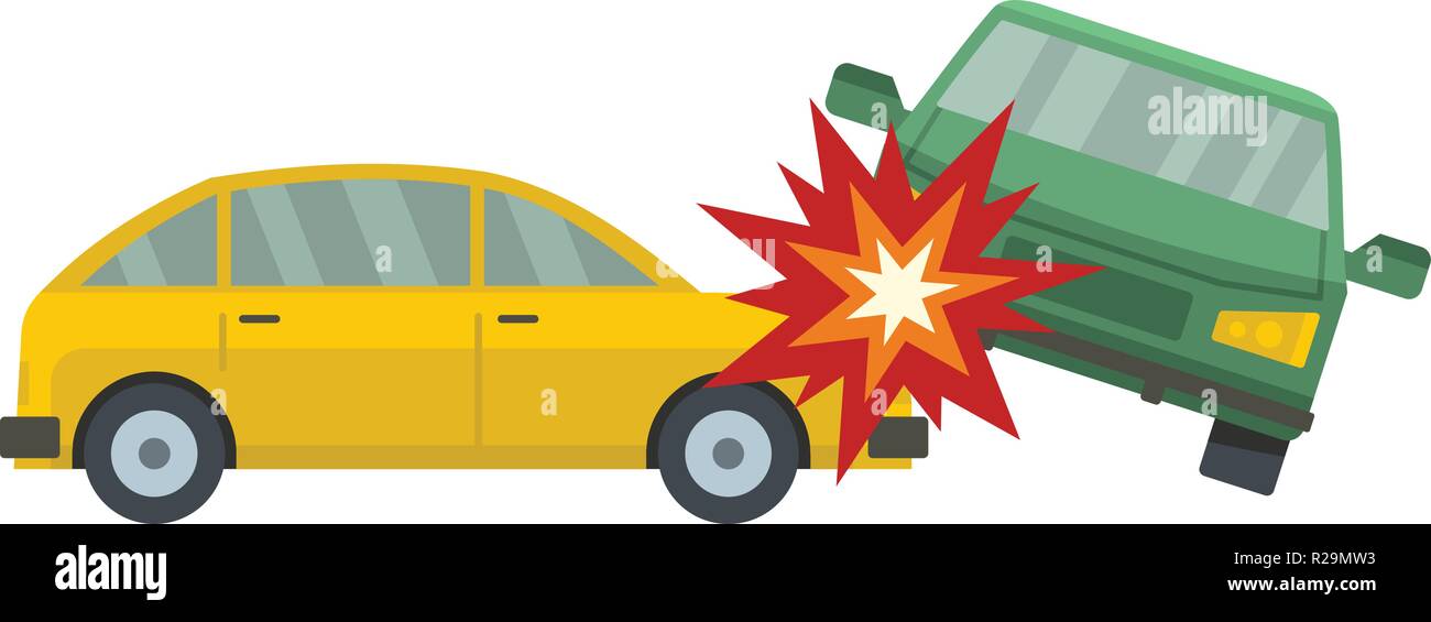 Crashed car icon. Flat illustration of crashed car vector icon for web ...