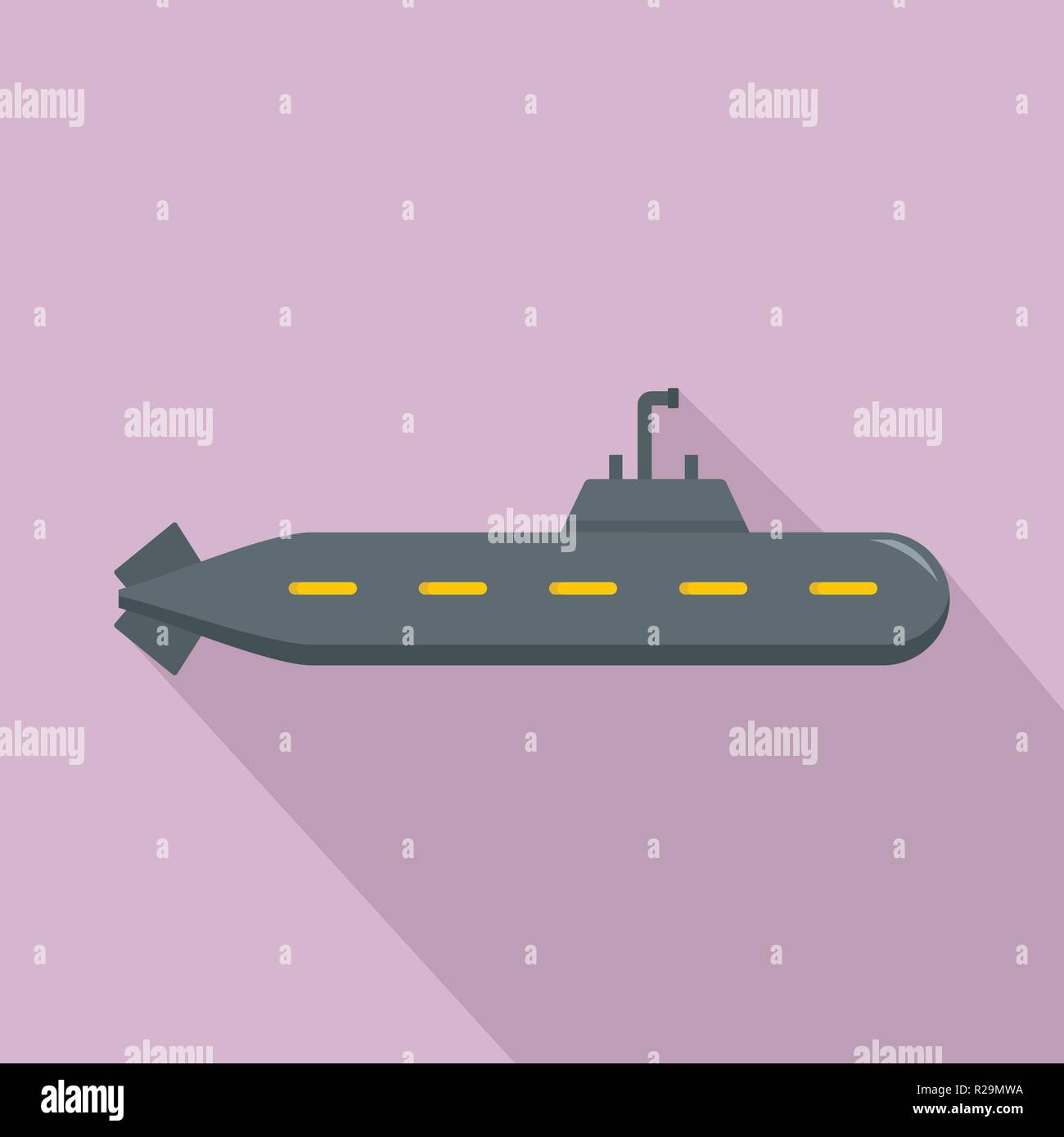 Military submarine icon. Flat illustration of military submarine vector ...