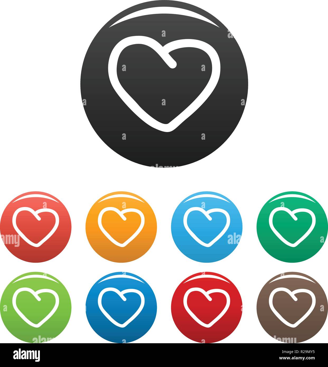 Big heart icon. Simple illustration of big heart vector icons set color ...