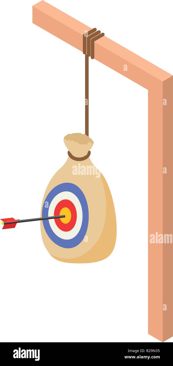 Archery target bag icon. Isometric of archery target bag vector icon ...