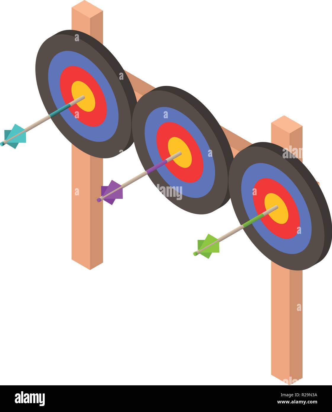 Triple archery target icon. Isometric of triple archery target vector ...