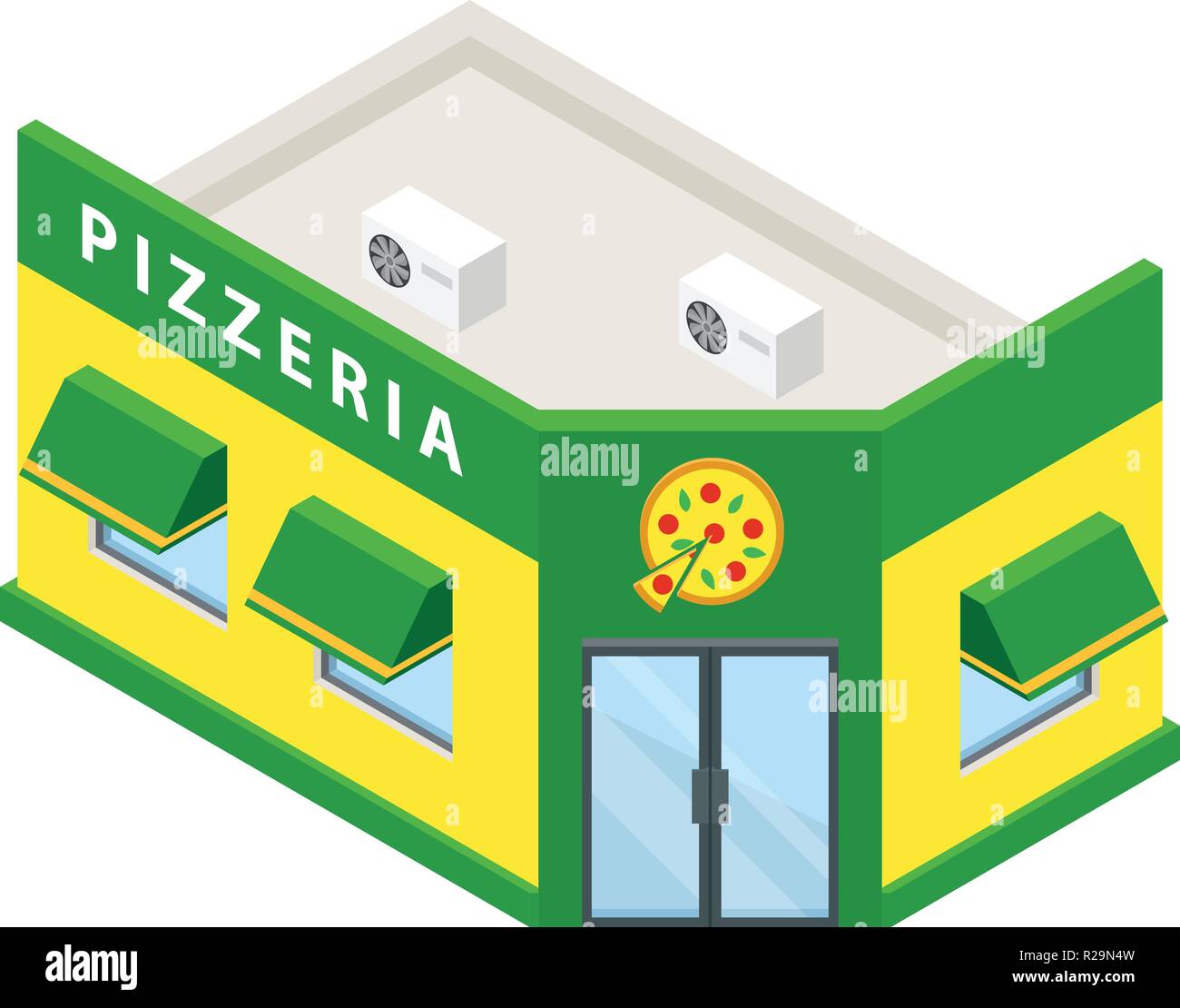 Pizzeria building icon. Isometric of pizzeria building vector icon for ...