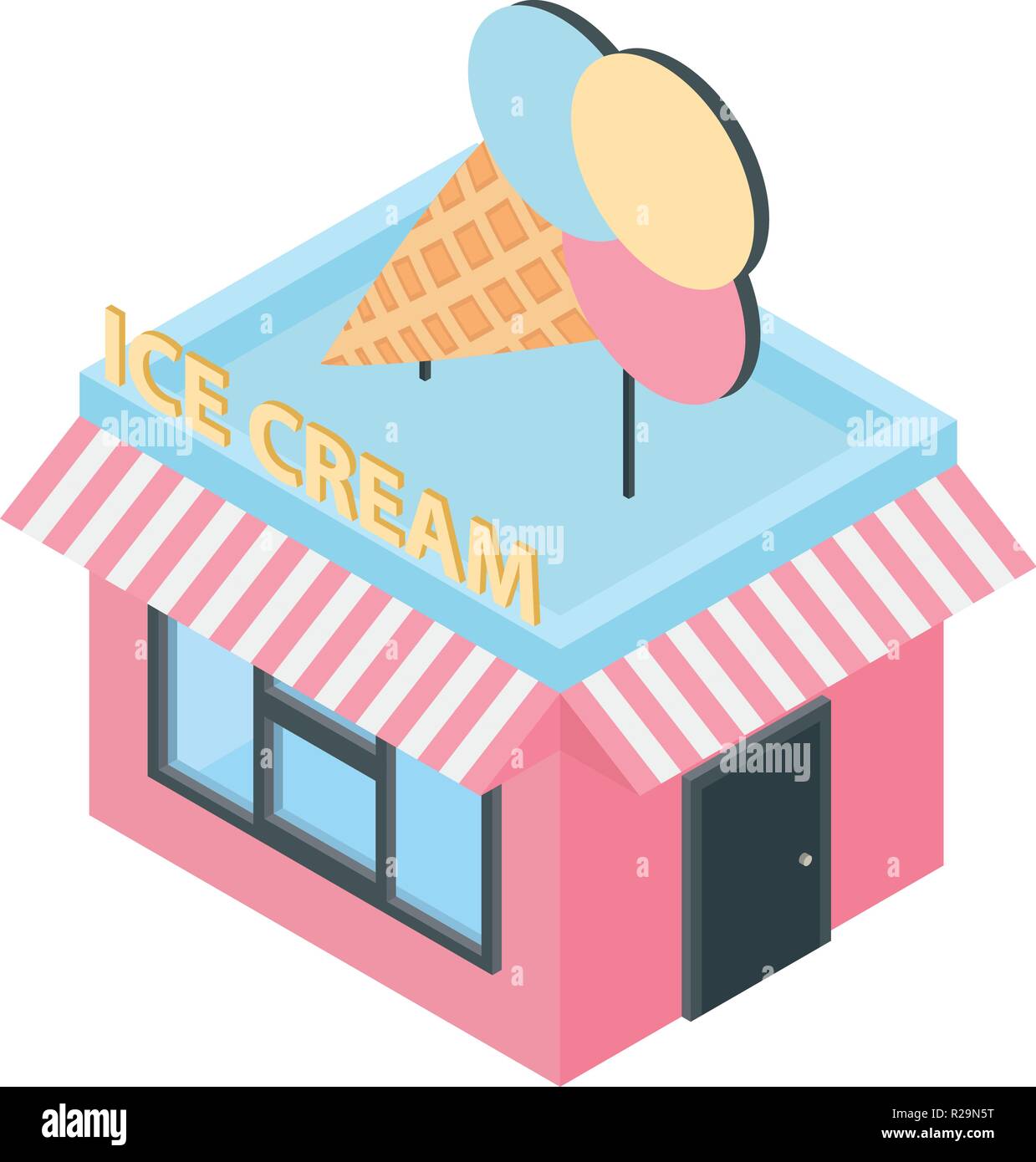 Ice cream building icon. Isometric of ice cream building vector icon ...