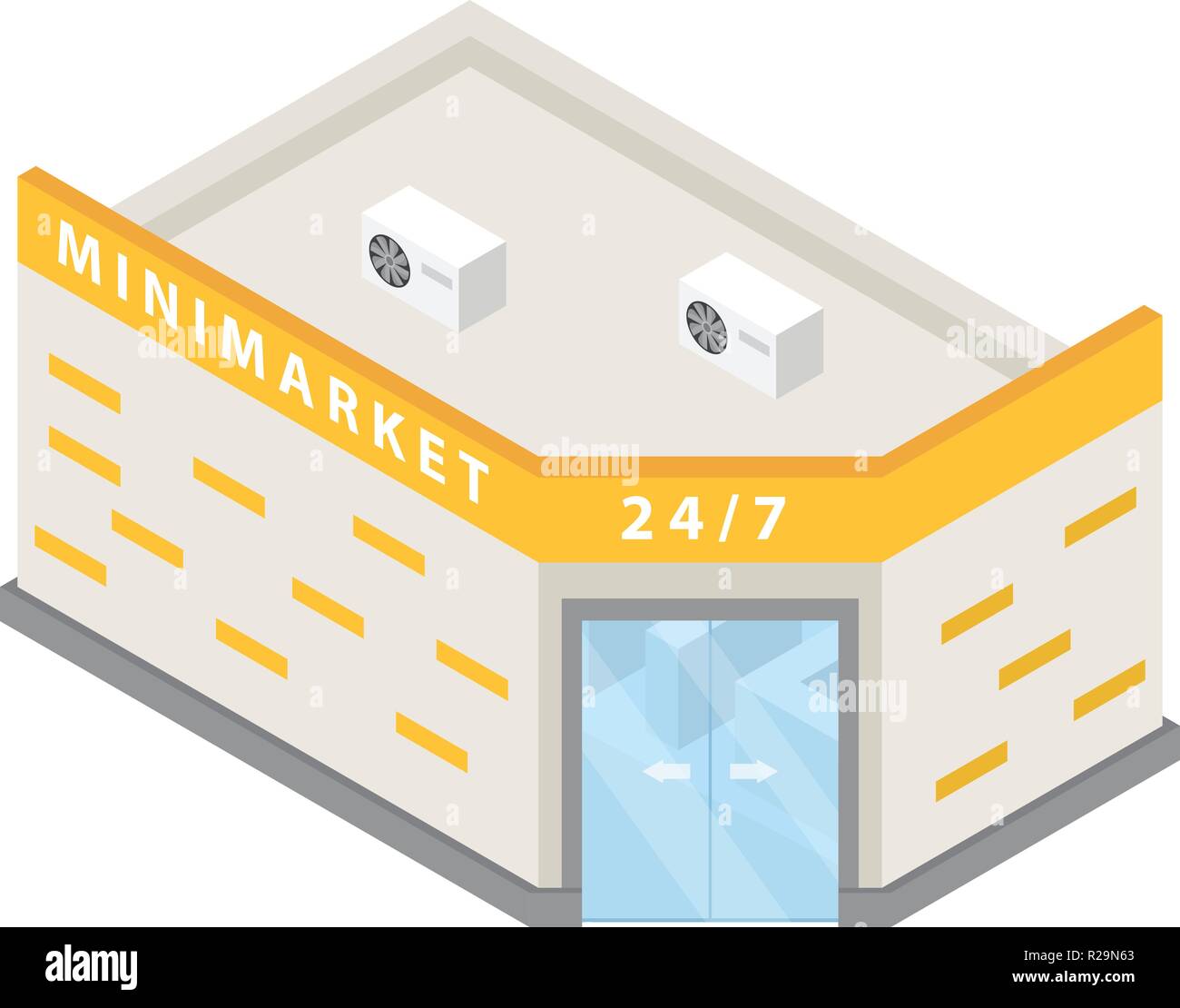 Minimarket building icon. Isometric of minimarket building vector icon ...