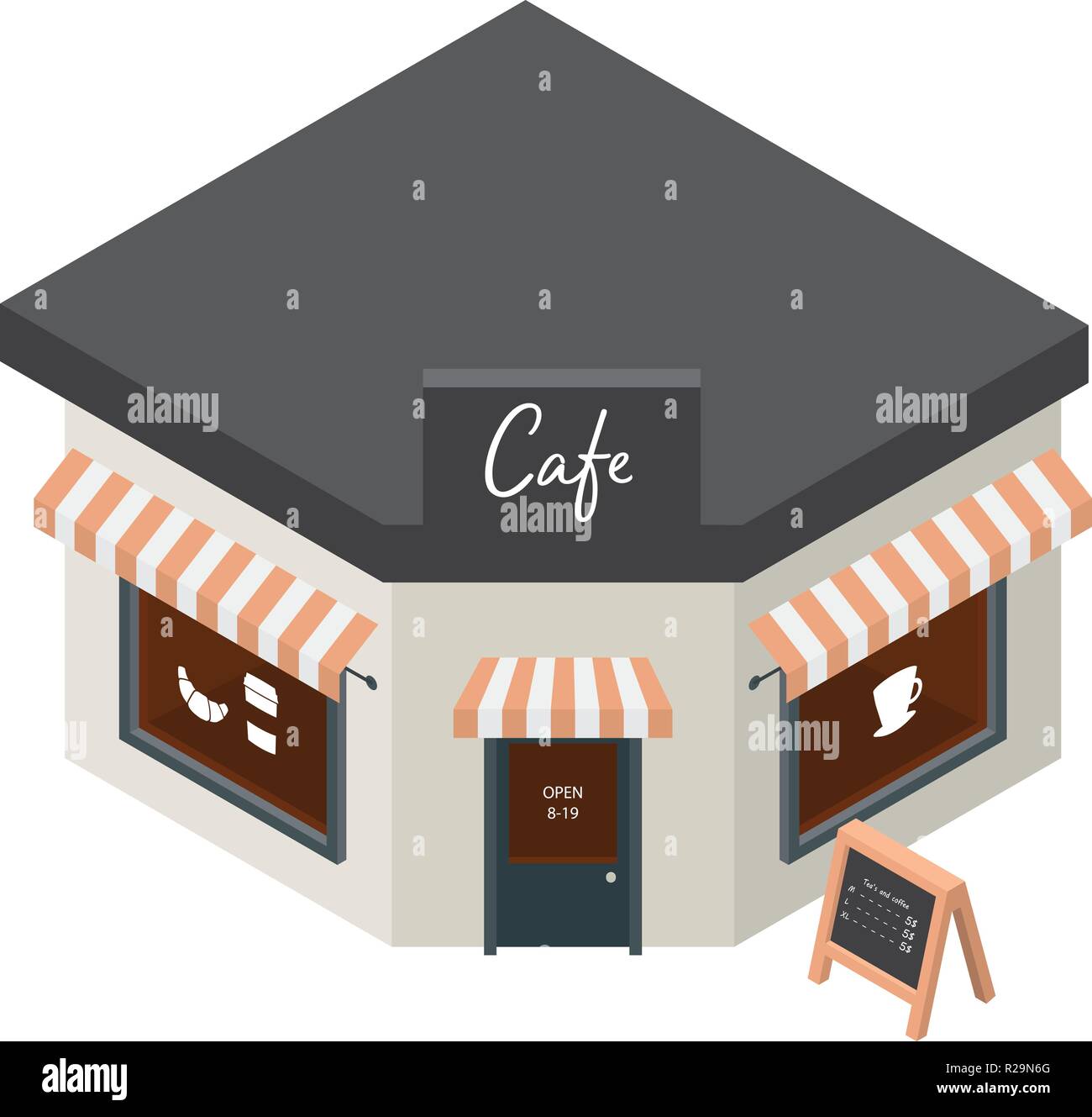 Cafe building icon. Isometric of cafe building vector icon for web ...