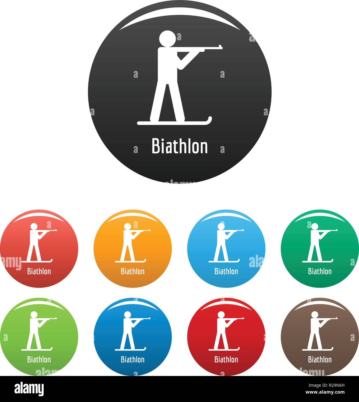 Biathlon icon. Simple illustration of biathlon vector icons set color ...