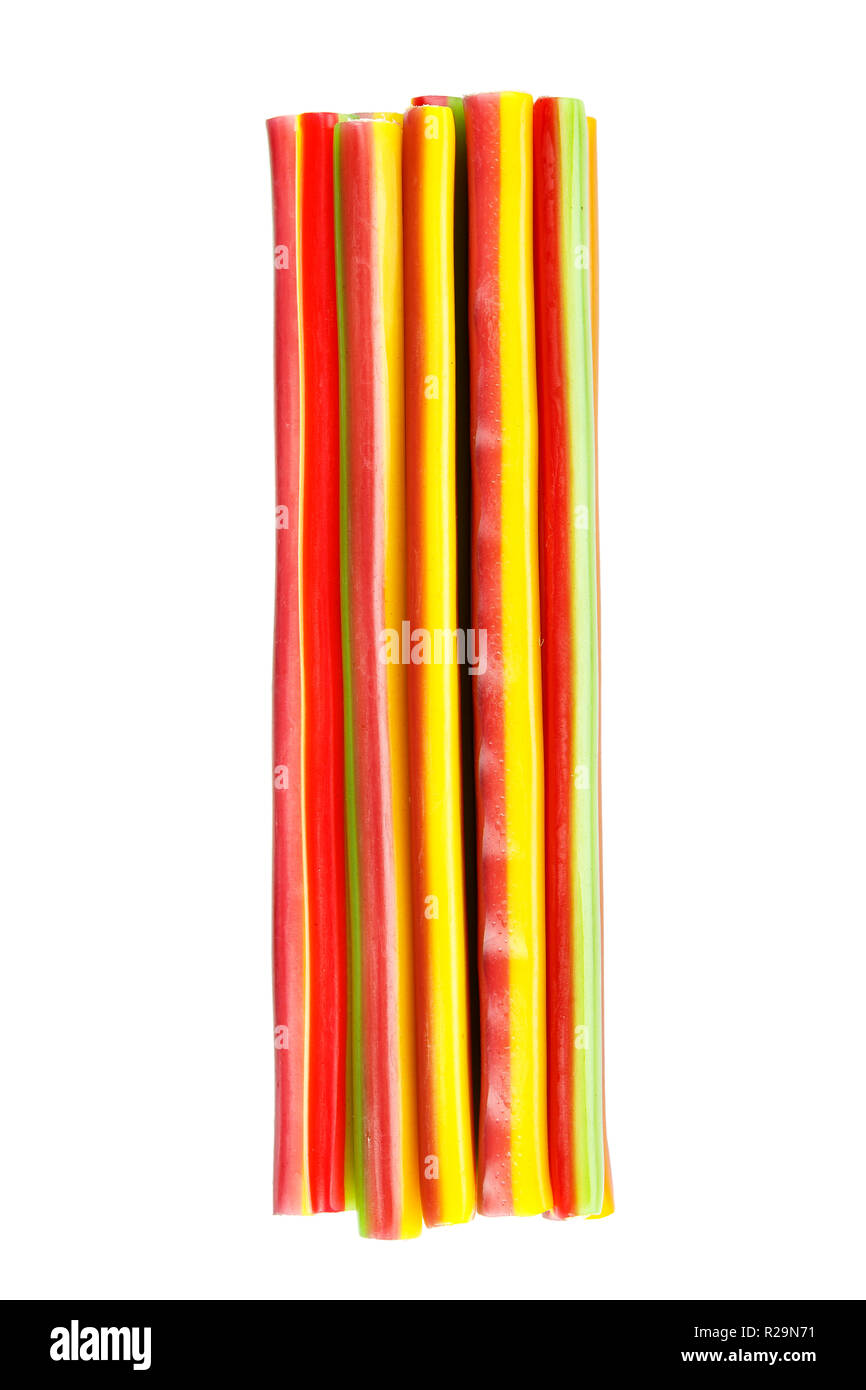 Multicolored candy strips isolated on white background. clipping path ...