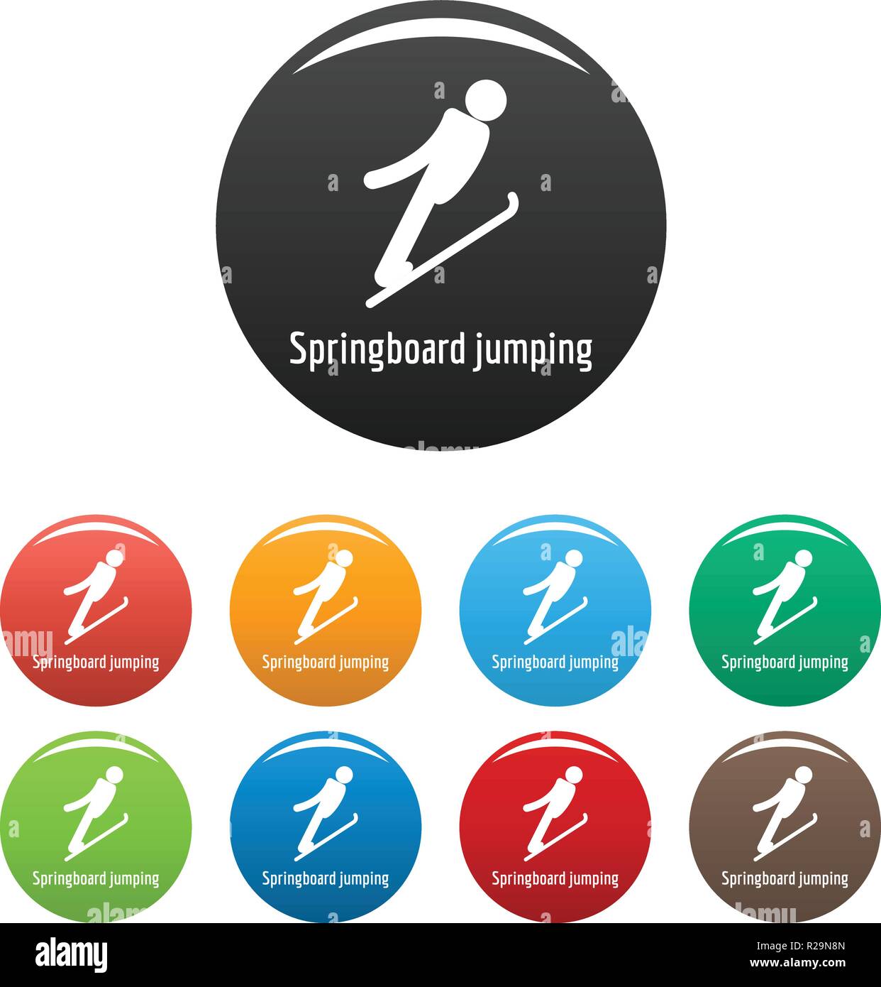 Springboard jumping icon. Simple illustration of springboard jumping ...