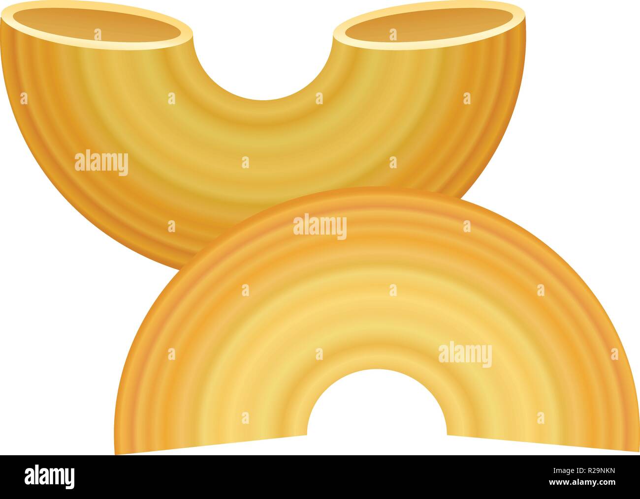 Gobetti rigati pasta icon. Realistic illustration of gobetti rigati ...