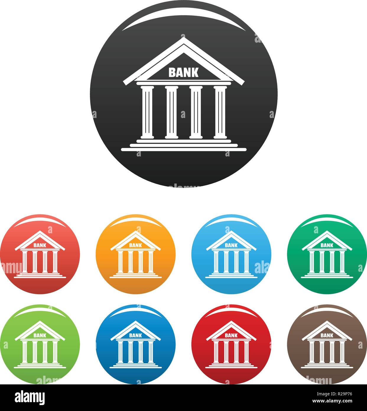Bank icon. Simple illustration of bank vector icons set color isolated ...