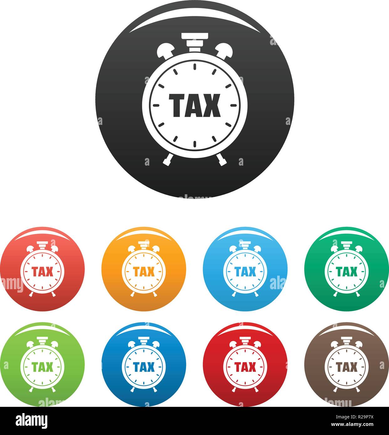 Time tax icon. Simple illustration of time tax vector icons set color ...