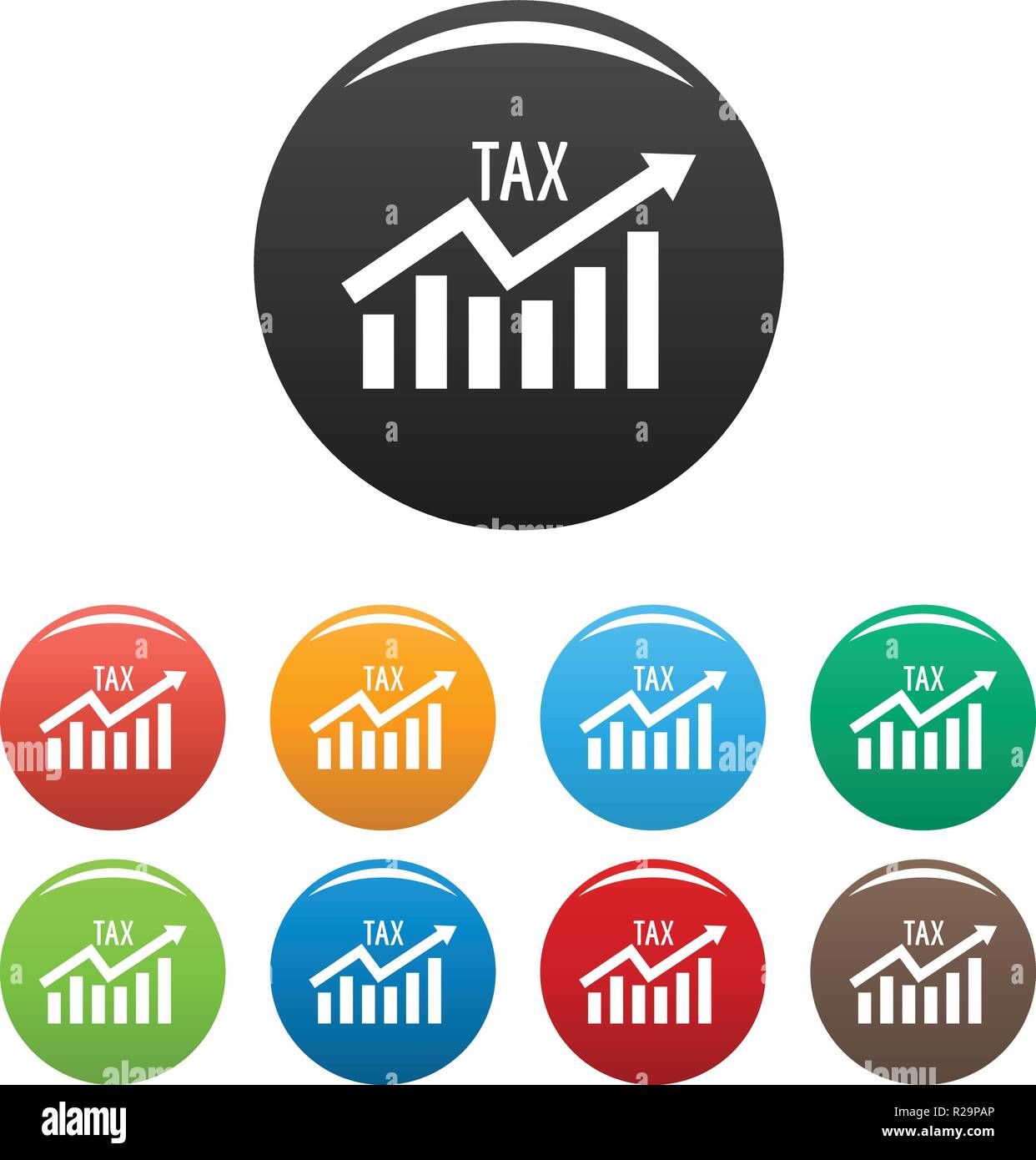 High tax icon. Simple illustration of high tax vector icons set color ...