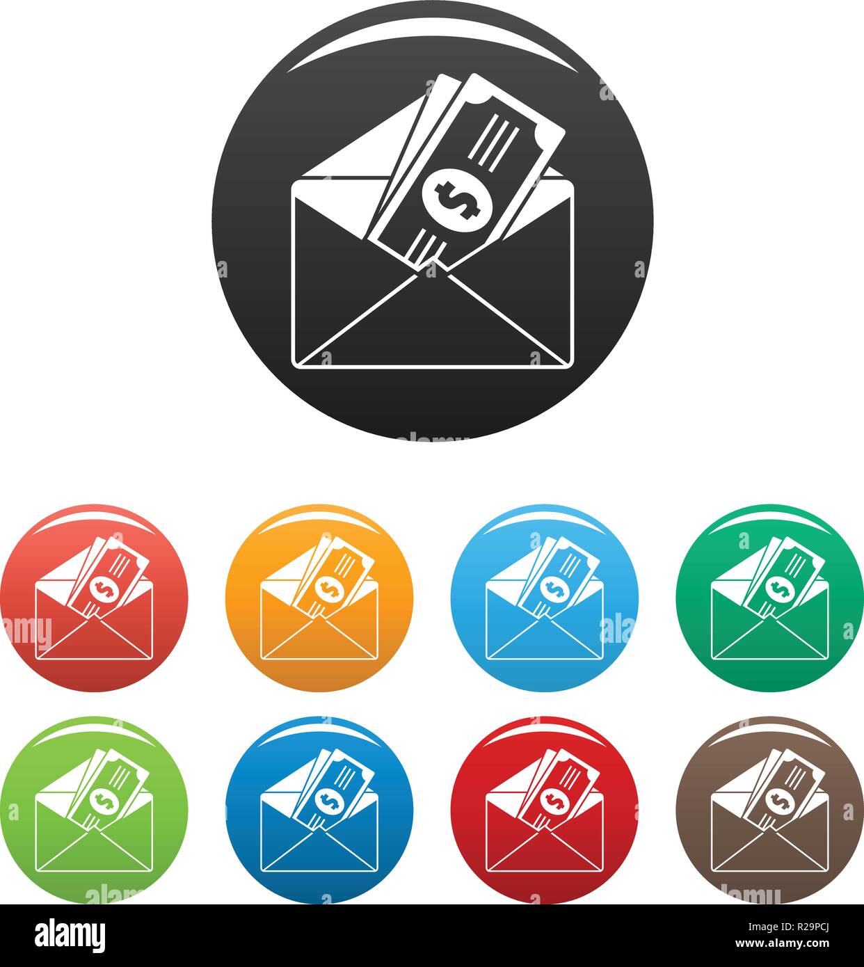 Money in envelope icon. Simple illustration of money in envelope vector ...