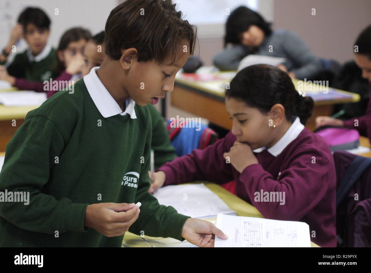 Children at Passerelle second chance school, Pierre-Benite, France ...