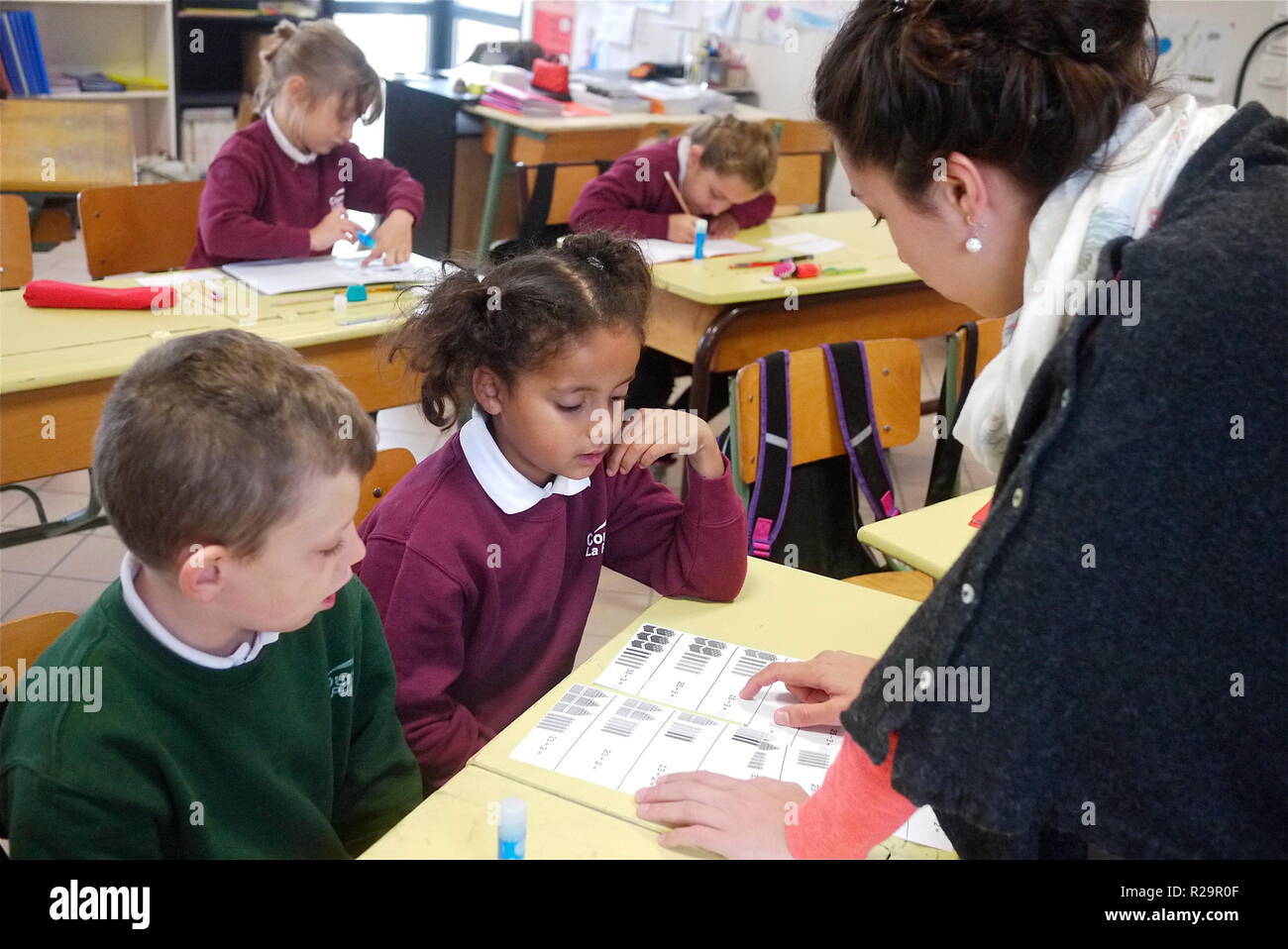 Children at Passerelle second chance school, Pierre-Benite, France ...