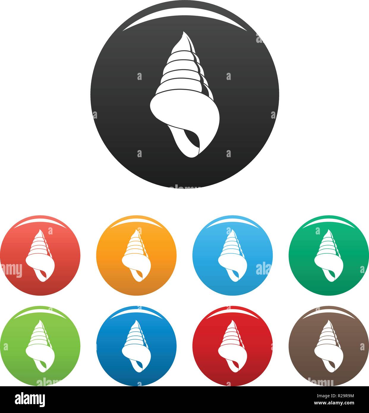 Spiral shell icon. Simple illustration of spiral shell vector icons set color isolated on white ...