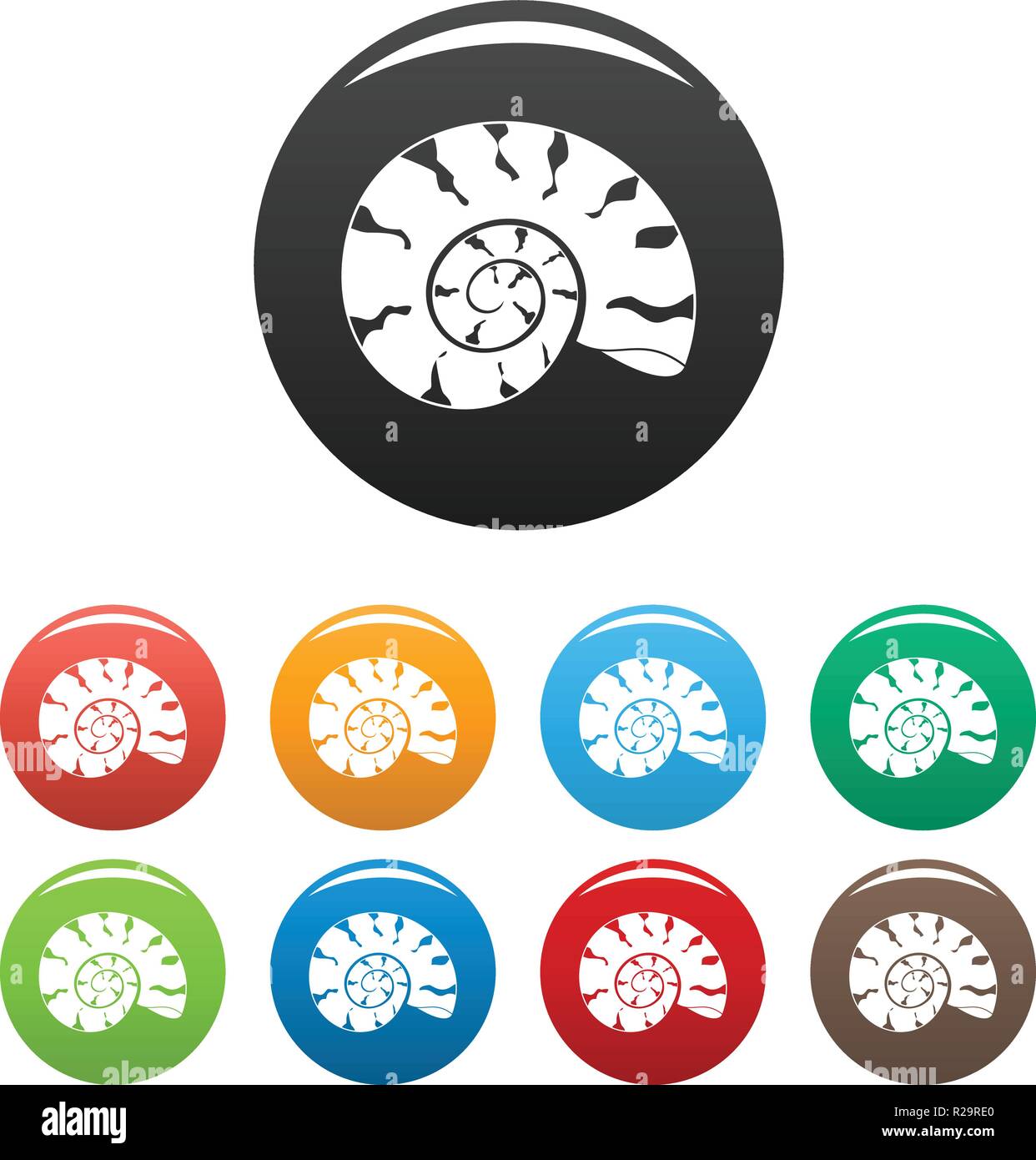 Round shell icon. Simple illustration of round shell vector icons set ...