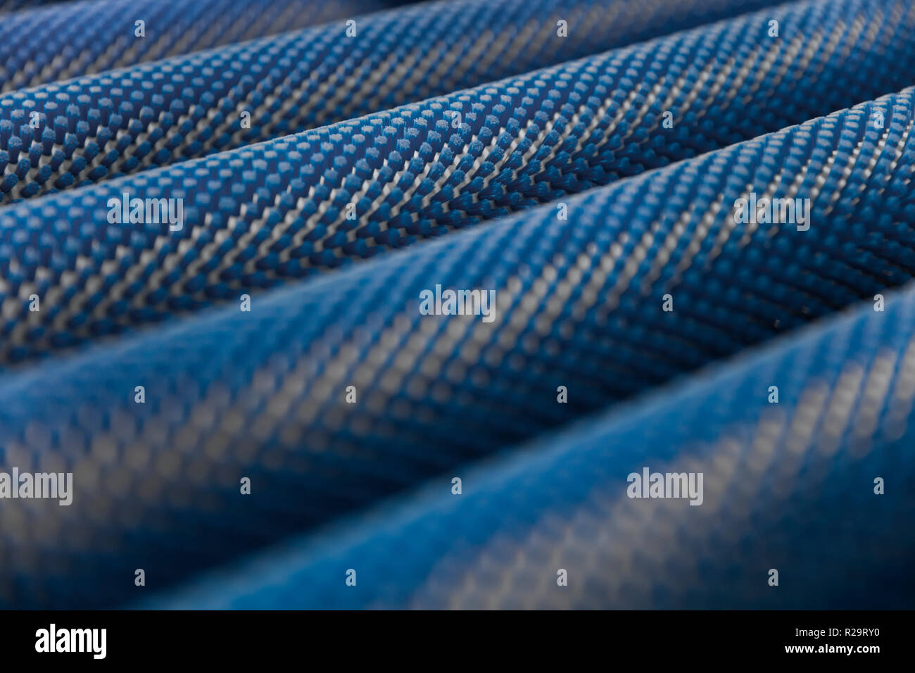 Closeup detail of the blue tubular sheet metal backdrop Stock Photo - Alamy
