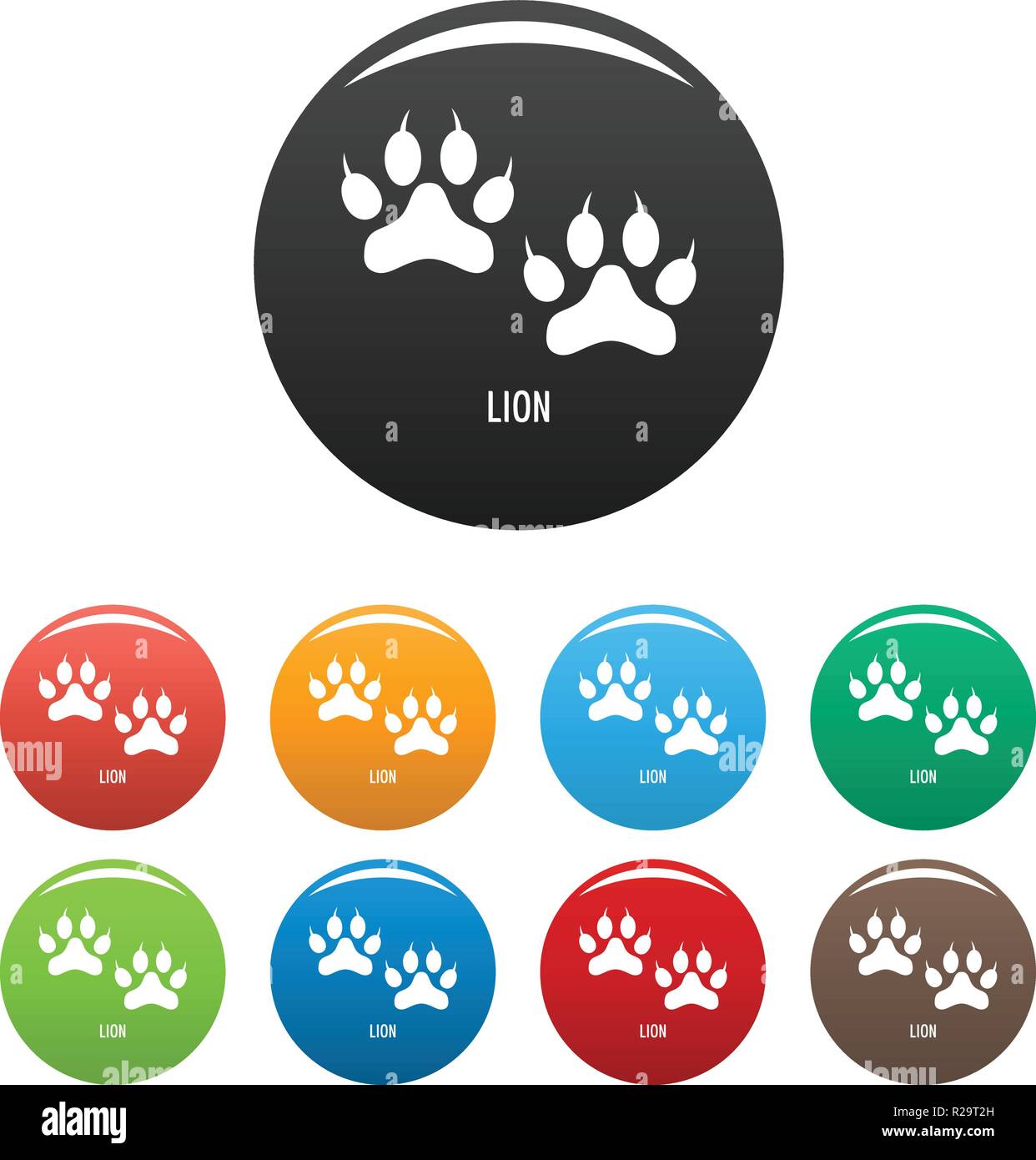 Lion step icon. Simple illustration of lion step vector icons set color ...