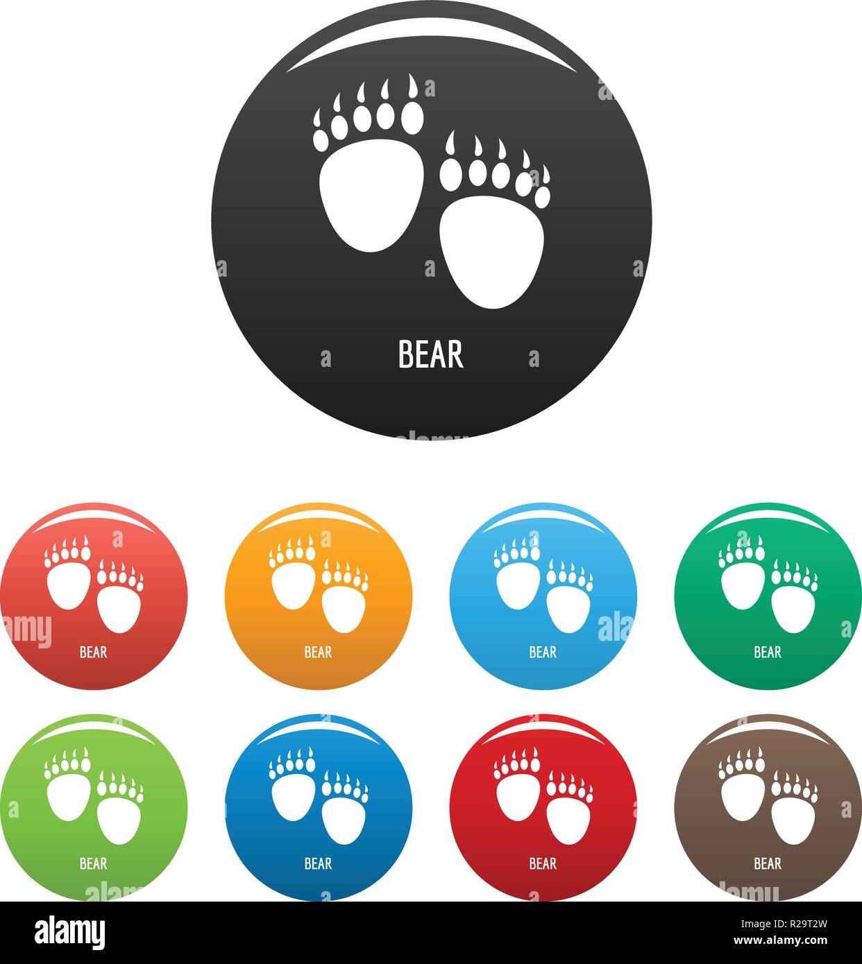 Bear step icon. Simple illustration of bear step vector icons set color ...