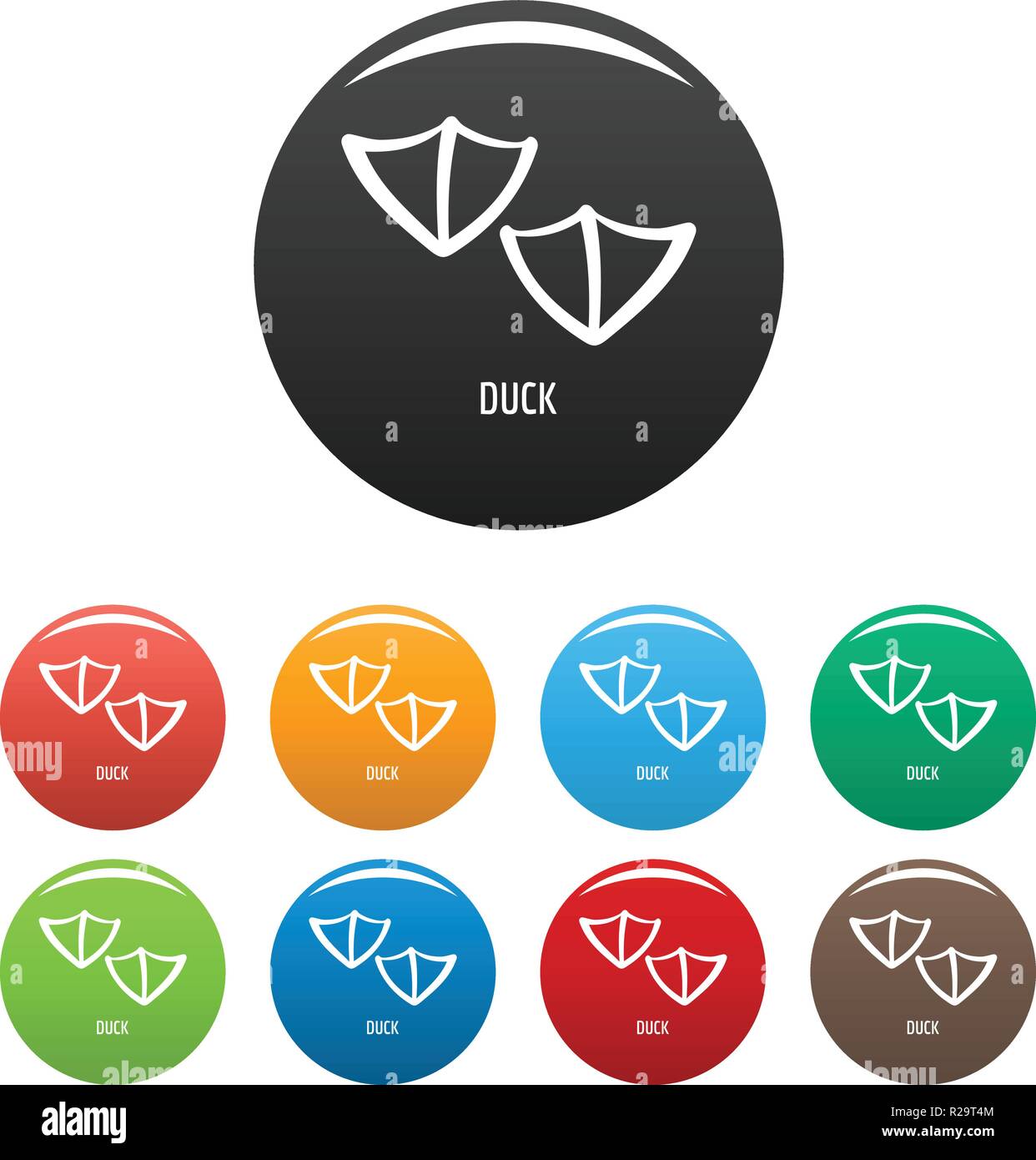 Duck step icon. Simple illustration of duck step vector icons set color ...
