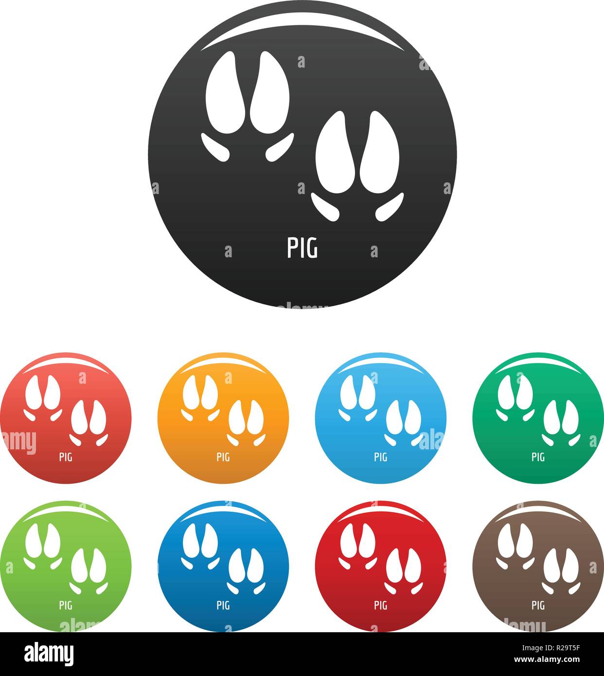 Pig step icon. Simple illustration of pig step vector icons set color ...
