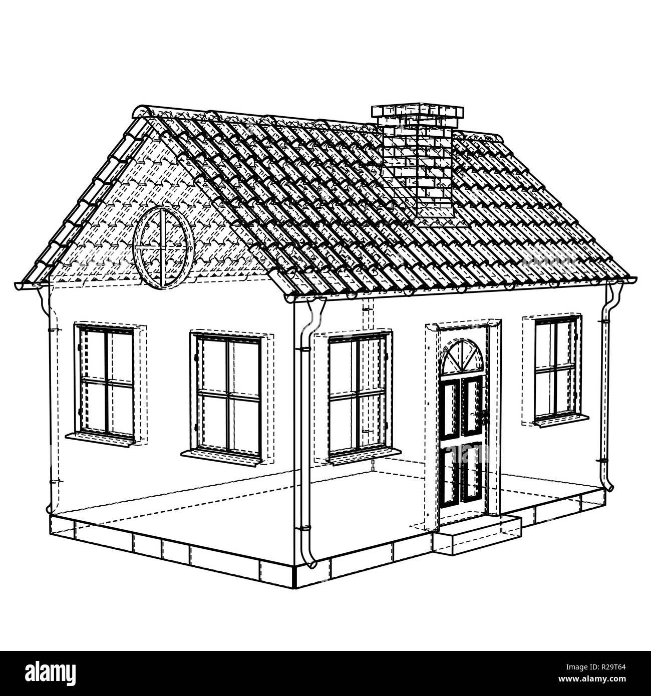 Private House Sketch Vector Rendering Of 3d Stock Vector Image And Art Alamy