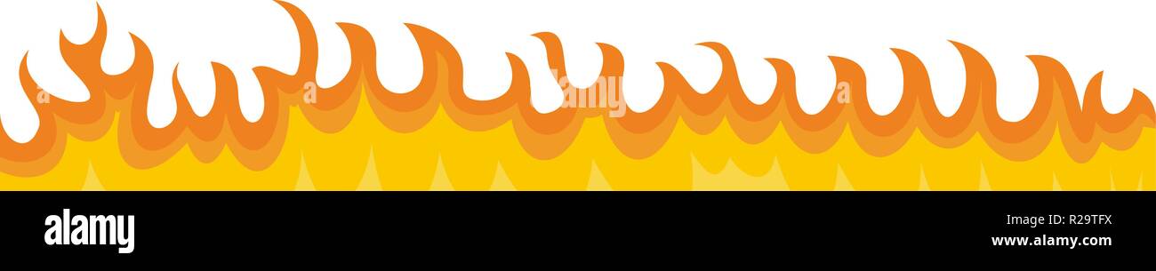 Burning fire banner horizontal. Flat illustration of vector burning ...