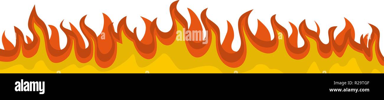 Burning fire flame banner horizontal. Flat illustration of vector ...