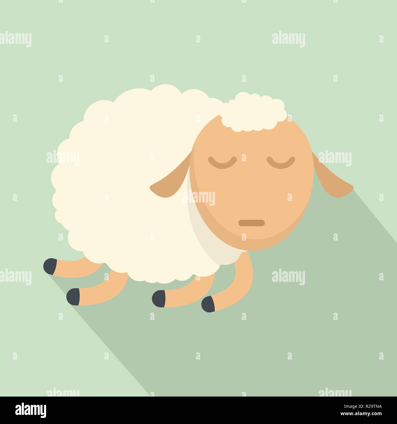 Sleeping sheep icon. Flat illustration of sleeping sheep vector icon ...