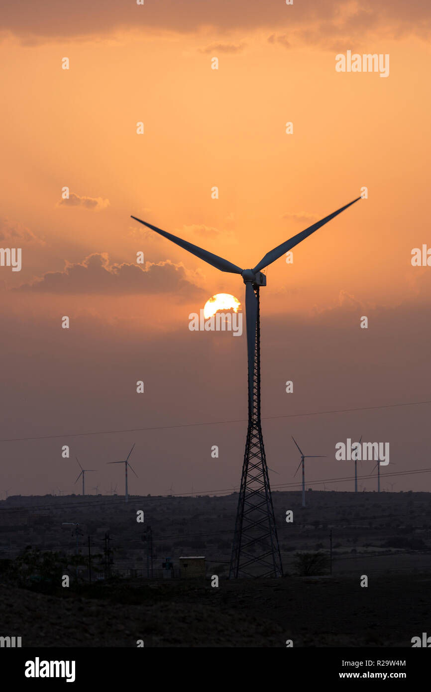 Windmill in Jaisalmer Area in Rajasthan State of india Stock Photo - Alamy
