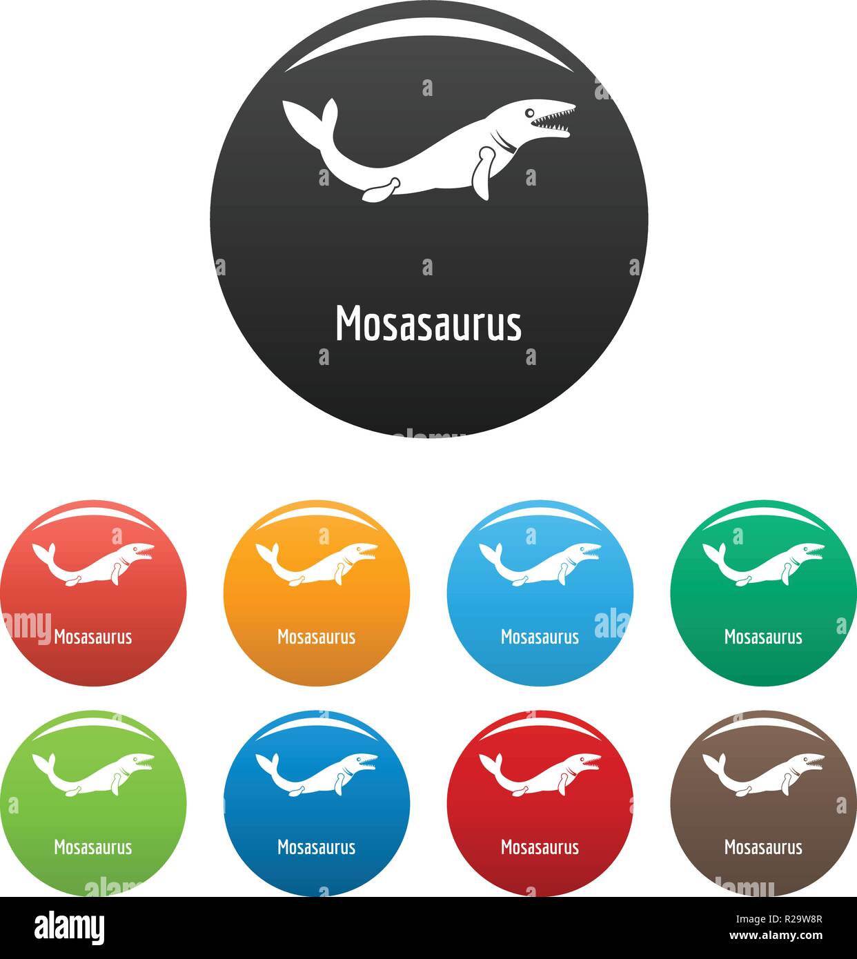 Mosasaurus icon. Simple illustration of mosasaurus vector icons set ...