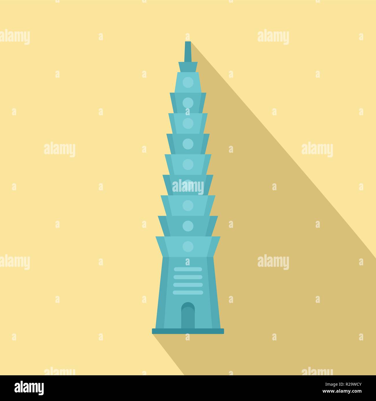 Blue tower icon. Flat illustration of blue tower vector icon for web ...