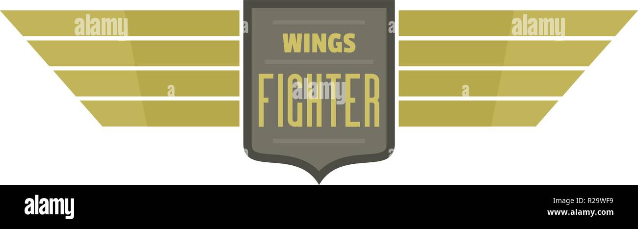 Wings fighter icon logo. Flat illustration of wings fighter vector icon ...