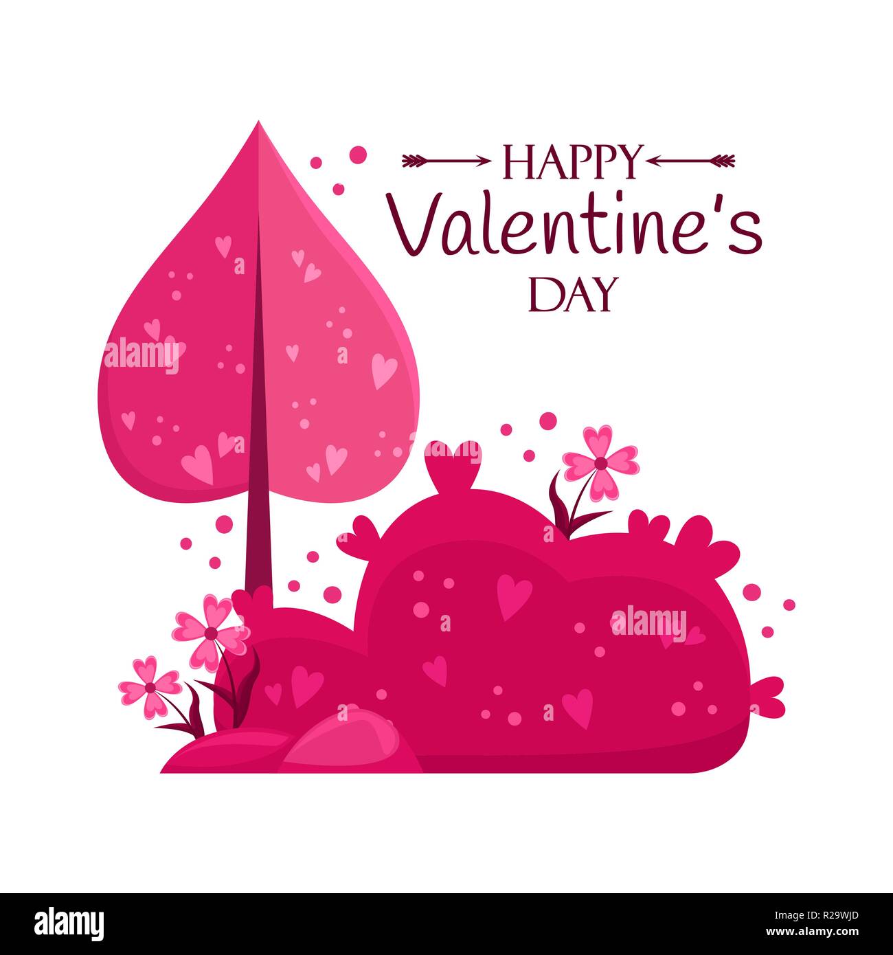 Valentine's day card. Pink garden Love. Happy Valentines Day Stock ...