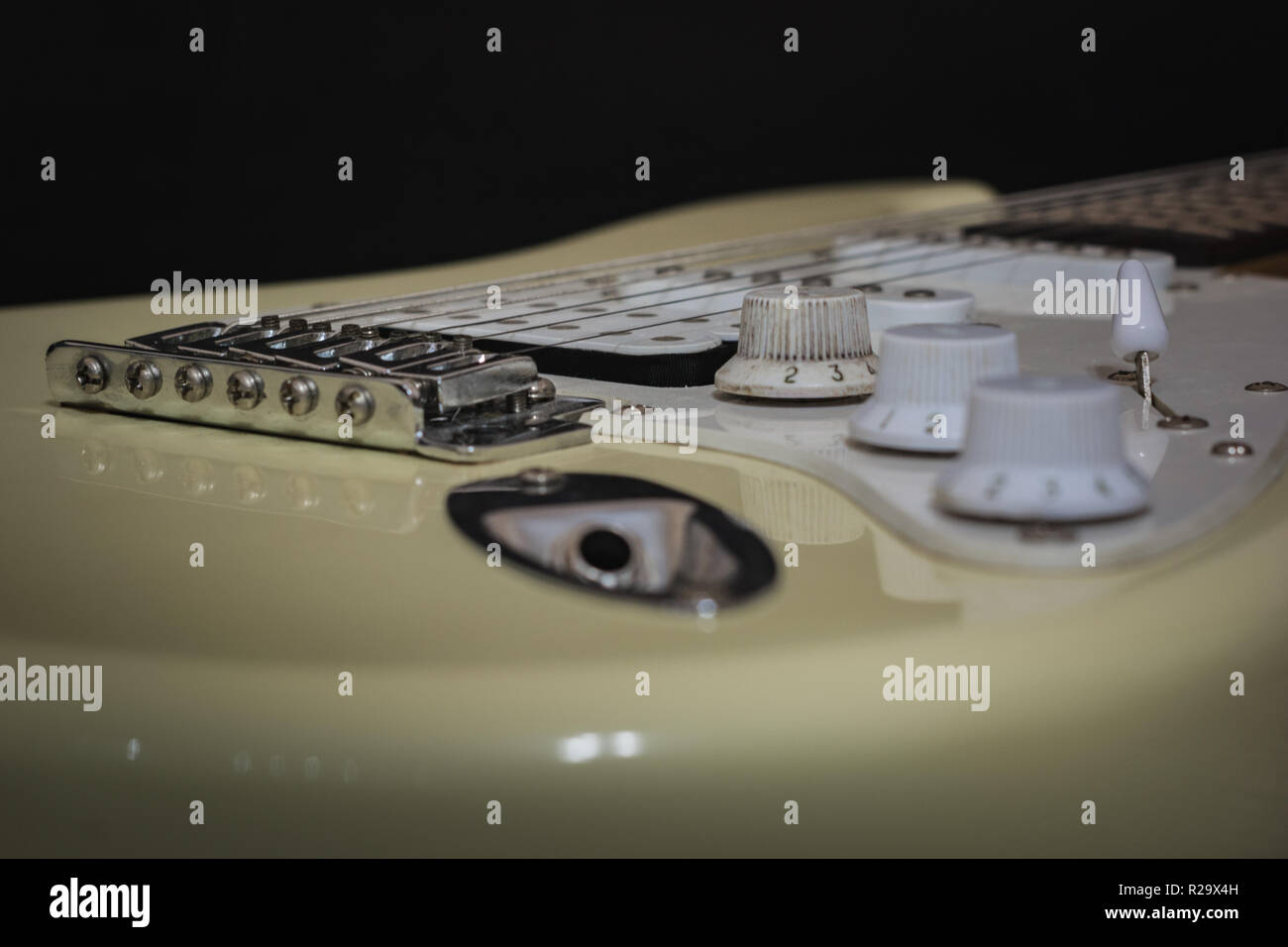 rock music concept, solo electric lead guitar with bridge, strings ...