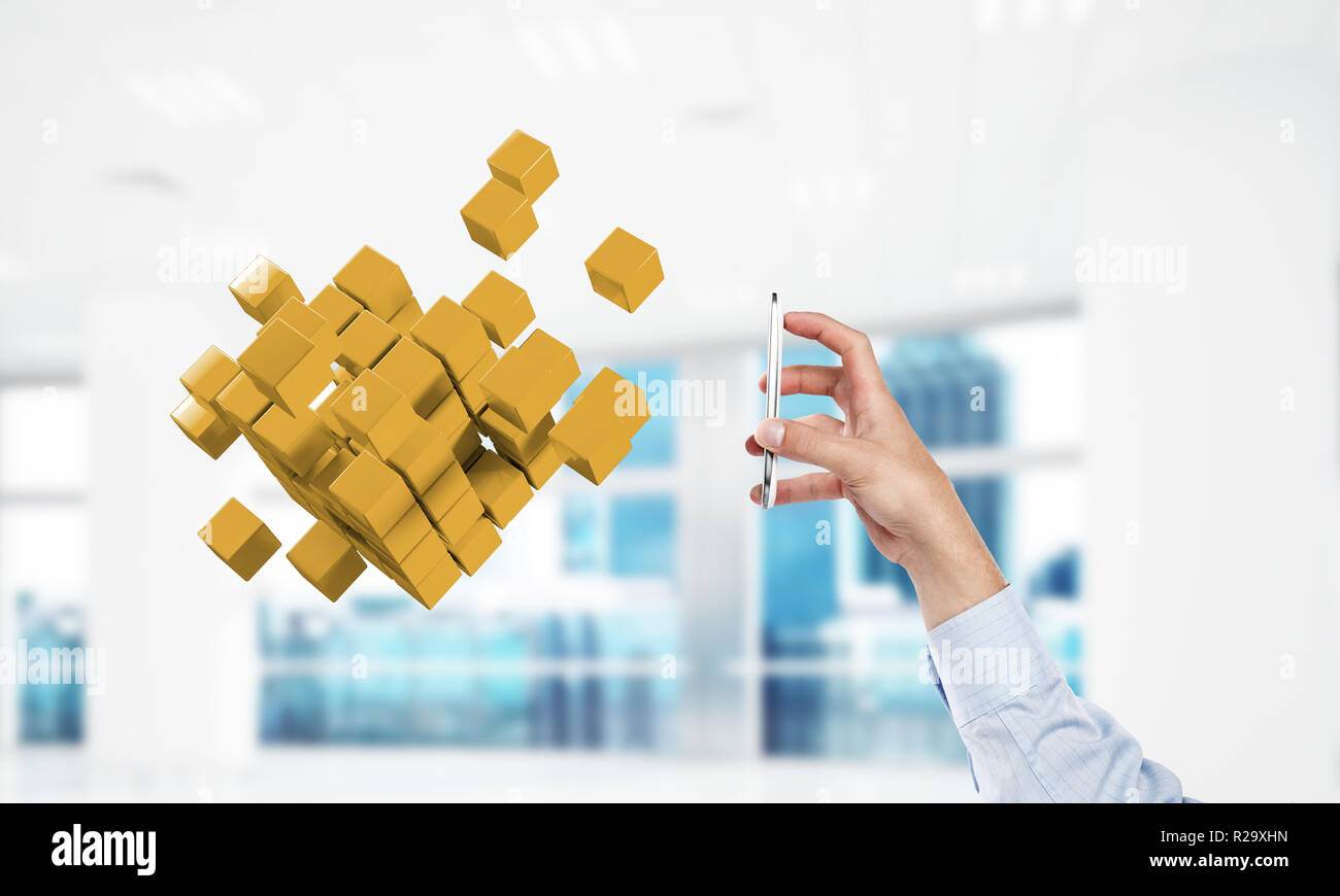Integrating new technologies concept with cube figure floating i Stock ... Integrating new technologies concept with cube figure floating i Stock ...