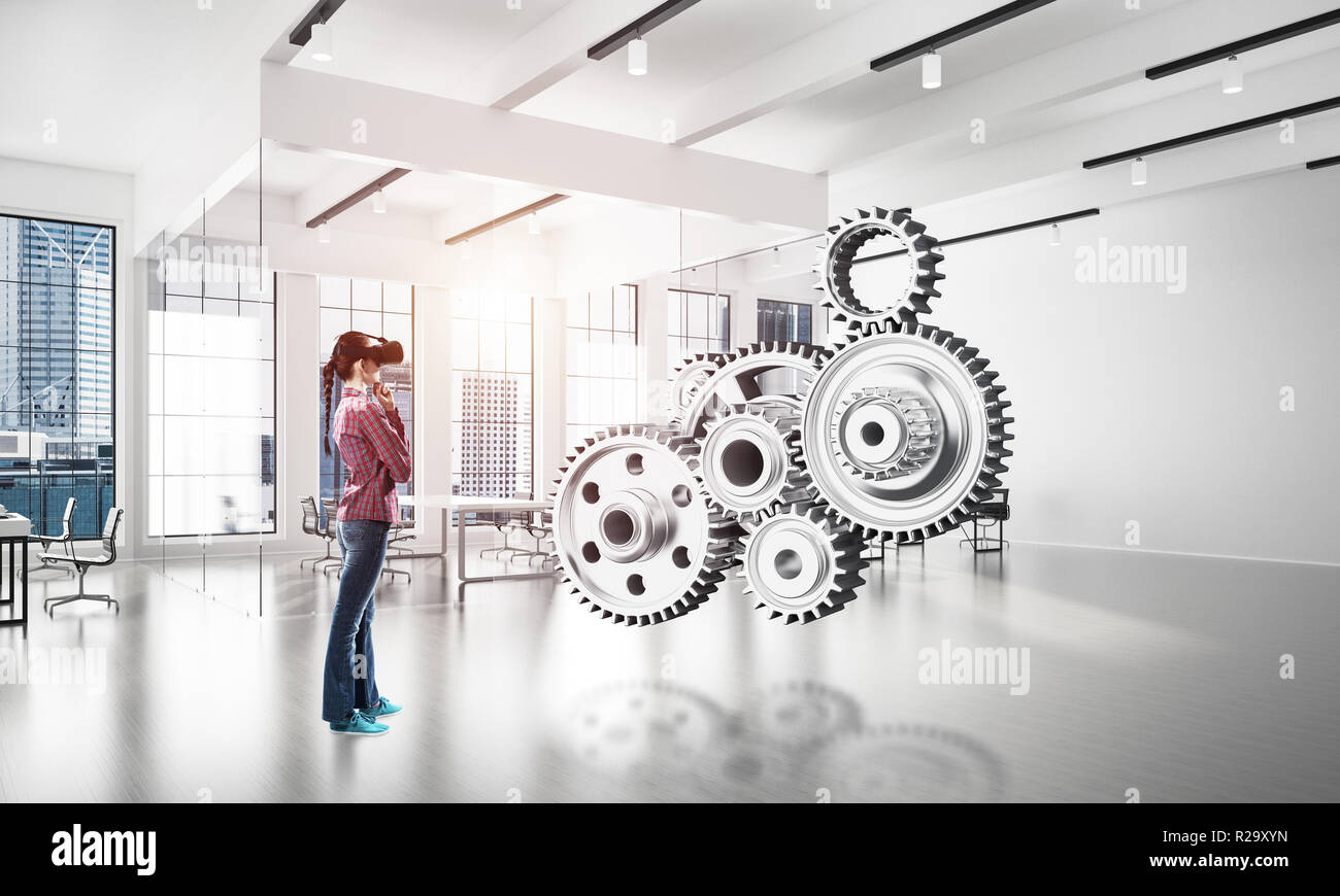 Virtual reality concept and mechanism of engine in modern interi Stock ...