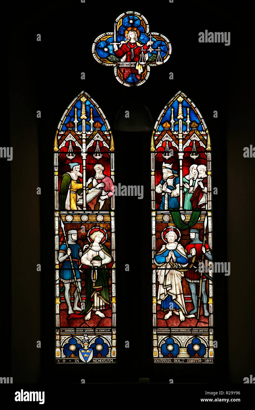Stained glass St Nicholas of Myra, Ozleworth. Church with the only ...