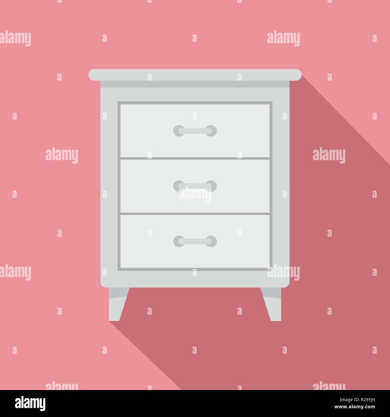White nightstand icon. Flat illustration of white nightstand vector ...