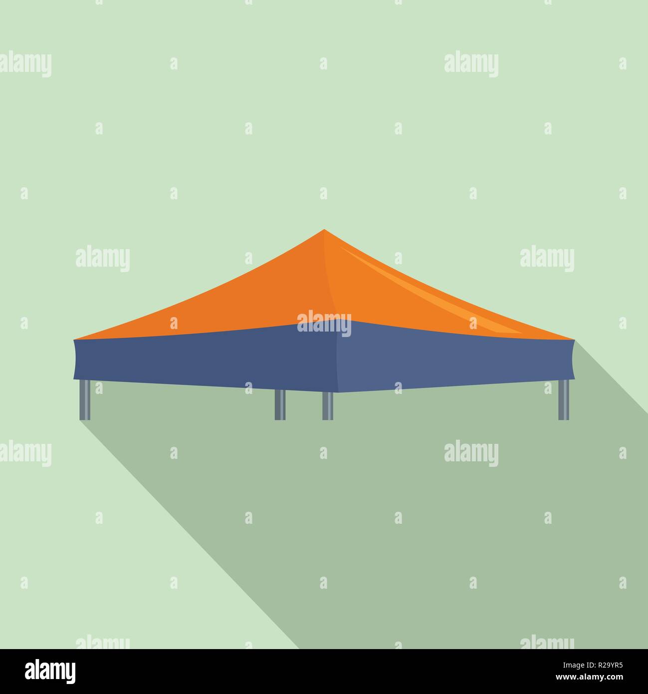 Blue orange big tent icon. Flat illustration of blue orange big tent ...