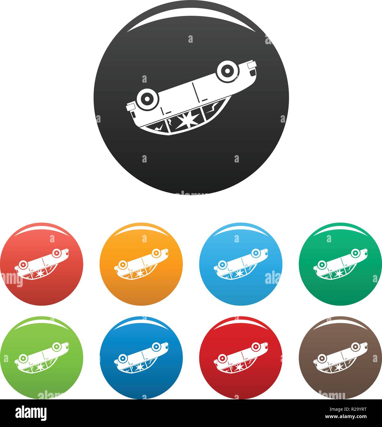 Turned car icon. Simple illustration of turned car vector icons set ...
